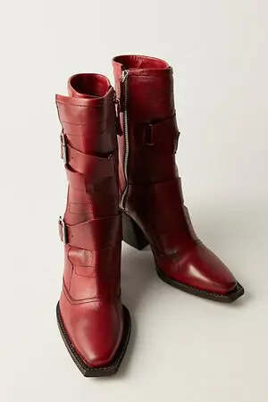 Free People We The Free Carter Belted Leather Boots - Chili Pepper Florence