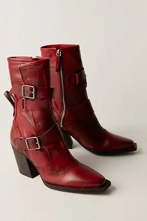 Free People We The Free Carter Belted Leather Boots - Chili Pepper Florence