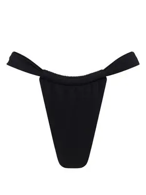 LET'S SWIM Ruched Bikini Bottom - Black