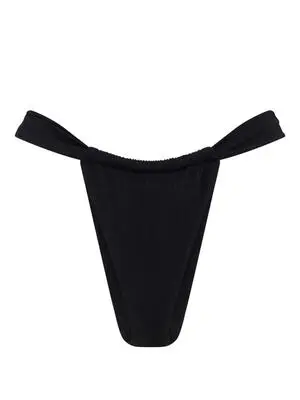 LET'S SWIM Ruched Bikini Bottom - Black