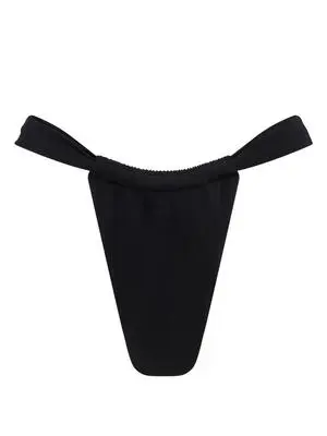 LET'S SWIM Ruched Bikini Bottom - Black