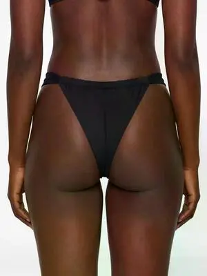 LET'S SWIM Ruched Bikini Bottom - Black
