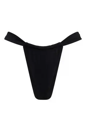 LET'S SWIM Ruched Bikini Bottom - Black