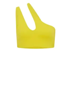LET'S SWIM Teardrop One-shoulder Bikini Top - Yellow