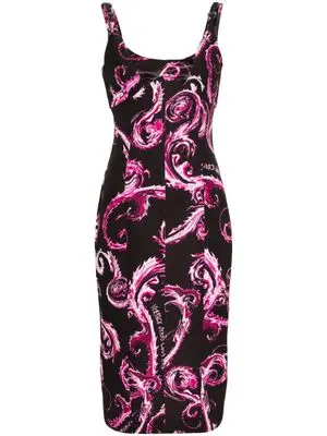Versace Chromo Couture-print Midi Dress