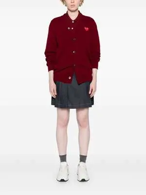 Play Comme Des Garcon V-neck Wool Cardigan - Red
