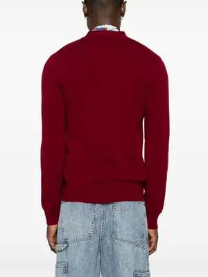 Play Comme Des Garcon V-neck Wool Cardigan - Red