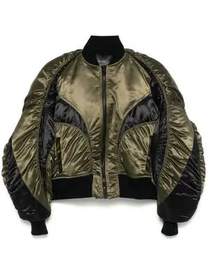 MUGLER Satin Bomber Jacket - Green