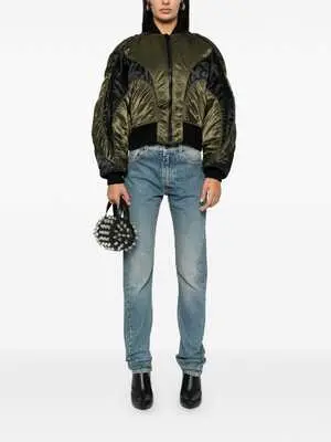 MUGLER Satin Bomber Jacket - Green