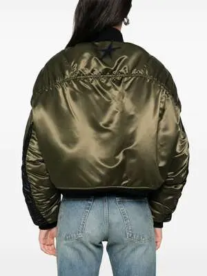 MUGLER Satin Bomber Jacket - Green