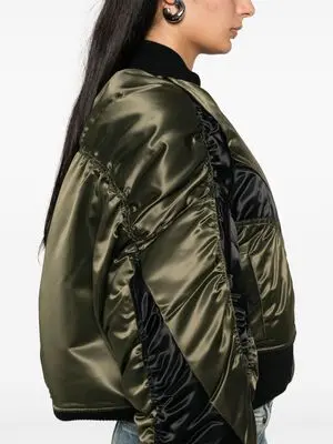 MUGLER Satin Bomber Jacket - Green