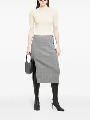 COURREGES Oblique Prince Of Wales Midi Skirt - Black
