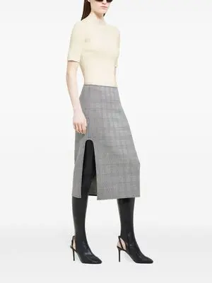 COURREGES Oblique Prince Of Wales Midi Skirt - Black