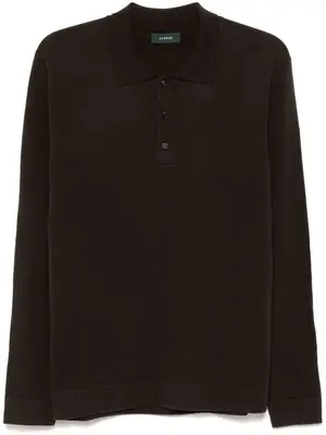 ZANONE Knitted Polo Shirt - Brown
