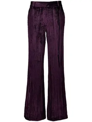 PAULA Plissé Velvet Trousers - Purple