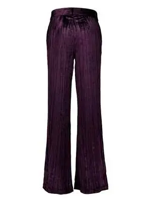 PAULA Plissé Velvet Trousers - Purple