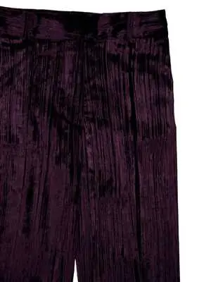 PAULA Plissé Velvet Trousers - Purple