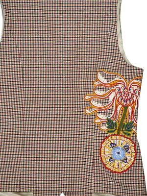 PAULA Houndstooth-pattern Embroidered Waistcoat