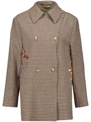 PAULA Houndstooth-check Jacket - Brown