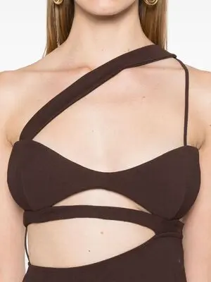 NENSI DOJAKA Asymmetric Midi Dress - Brown