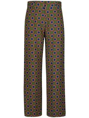 PAULA Printed Silk Trousers - Green
