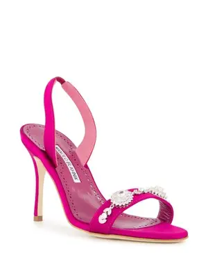 Manolo Blahnik 90mm Lamisan Slingback Sandals - Pink