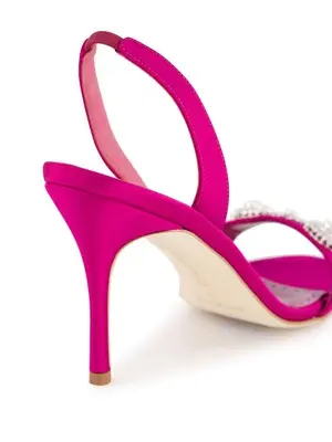 Manolo Blahnik 90mm Lamisan Slingback Sandals - Pink
