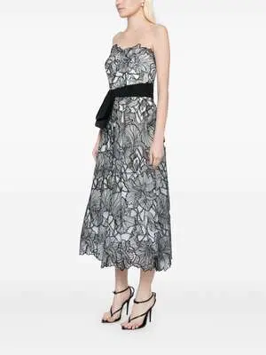 Marchesa Iris Floral Print Midi Dress