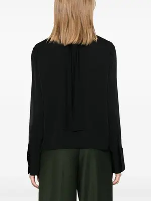 Theory Scarf-detail Silk Blouse - Black