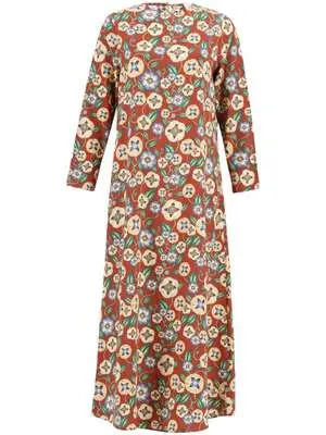 PAULA S Printed Silk Midi Dress