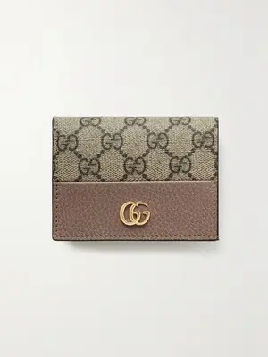 Gucci Gg Marmont Petite Textured-leather And Printed Coated-canvas Wallet