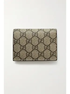 Gucci Gg Marmont Petite Textured-leather And Printed Coated-canvas Wallet