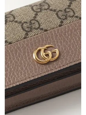 Gucci Gg Marmont Petite Textured-leather And Printed Coated-canvas Wallet