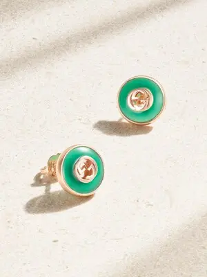 Gucci 18-karat Rose Gold Agate Earrings - Green