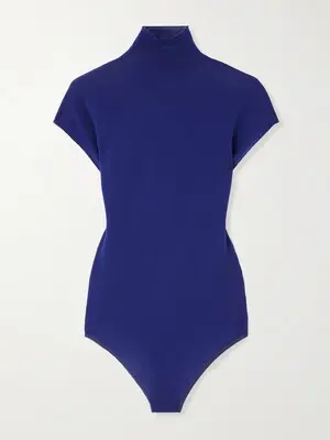 Alaïa Turtleneck Wool-blend Jersey Bodysuit - Purple