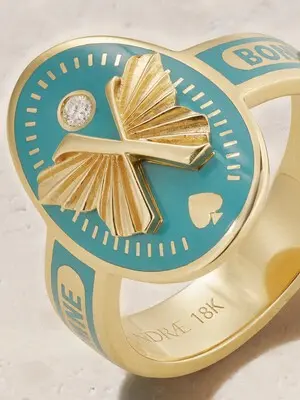 FOUNDRAE Reverie 18-karat Diamond And Enamel Ring