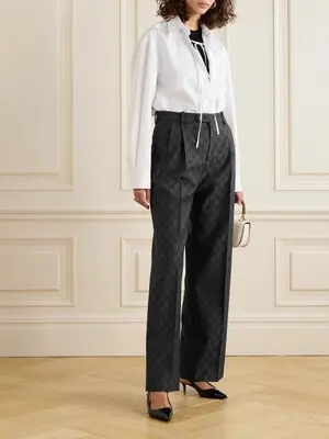 Gucci Pleated Wool-jacquard Wide-leg Pants
