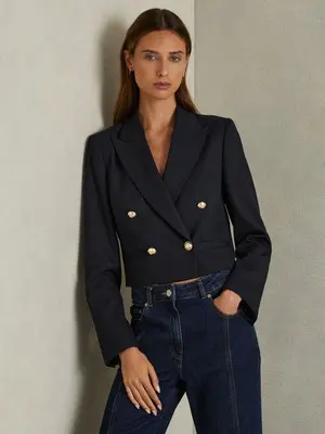 REISS Leigh Cropped Wool-blend Blazer