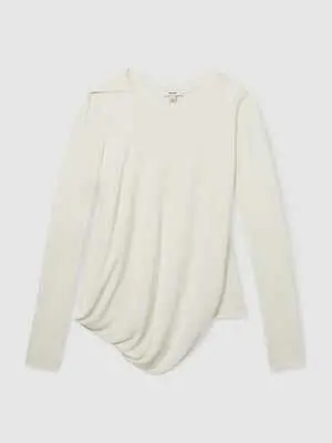 REISS Ellie Draped-jersey Top - Ivory