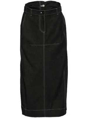 LOW CLASSIC Double Waist Maxi Denim Skirt