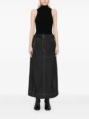 LOW CLASSIC Double Waist Maxi Denim Skirt