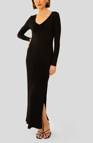 WHIMSY + ROW Ryan Reversible Maxi Dress With Slit - Black