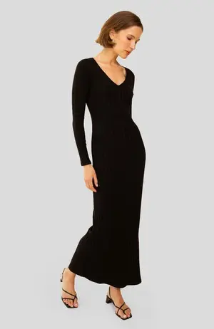 WHIMSY + ROW Ryan Reversible Maxi Dress With Slit - Black