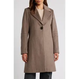 Via Spiga Single Breasted Wool Blend Coat - Portobello