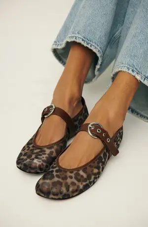 REFORMATION Bethany Ballet Flat - Leopard Mesh
