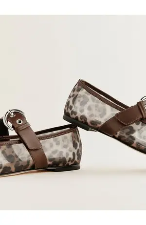 REFORMATION Bethany Ballet Flat - Leopard Mesh