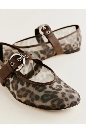 REFORMATION Bethany Ballet Flat - Leopard Mesh