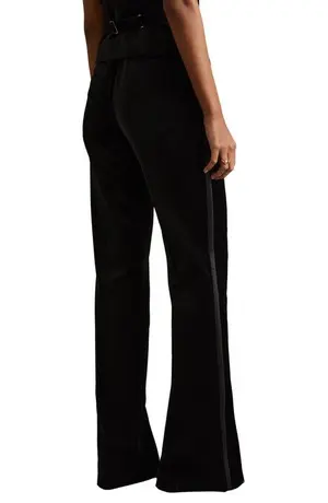 REISS Parisa Cotton Velveteen Wide Leg Pants - Black