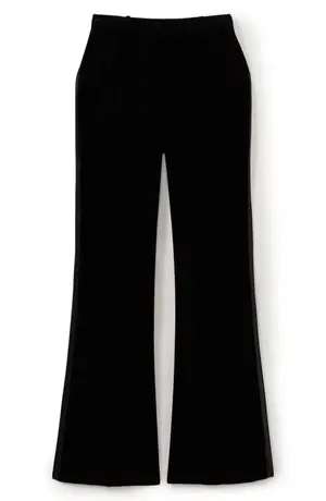 REISS Parisa Cotton Velveteen Wide Leg Pants - Black