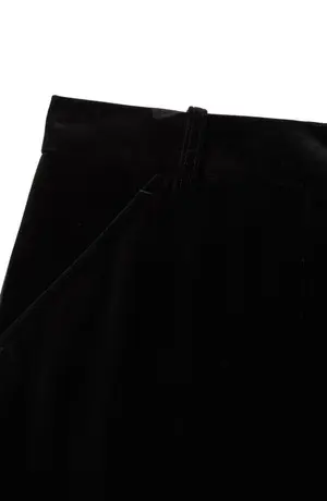 REISS Parisa Cotton Velveteen Wide Leg Pants - Black